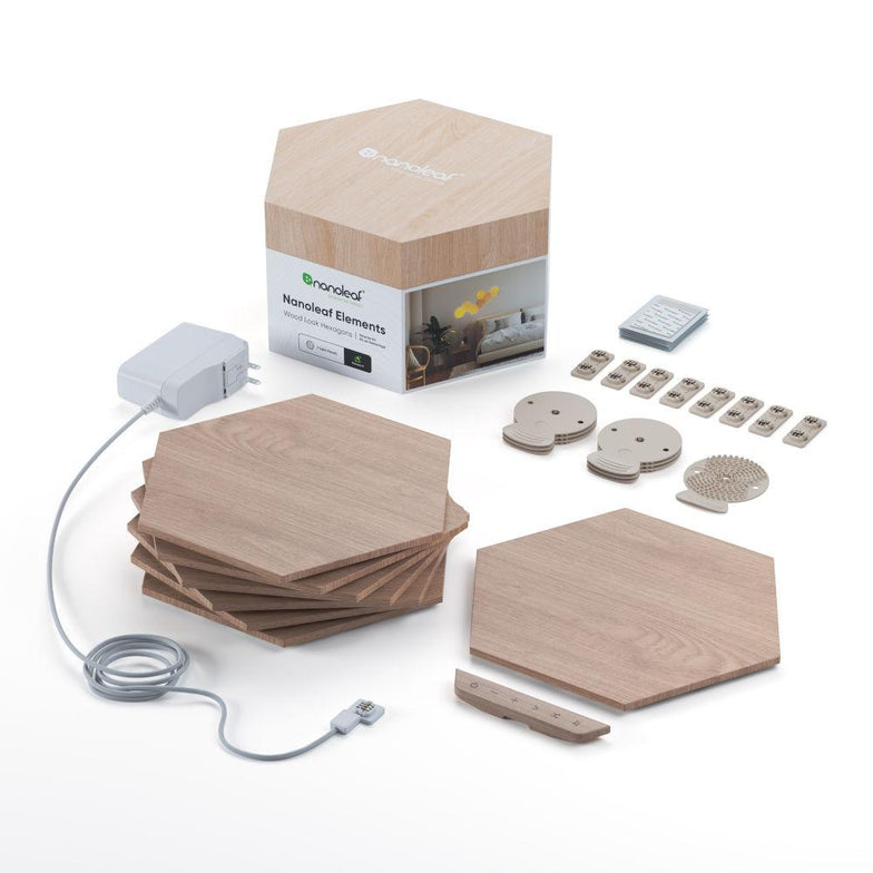 Nanoleaf Elements (Wood Panels) | Smart LED Light Panel Kit (7 Panels ...